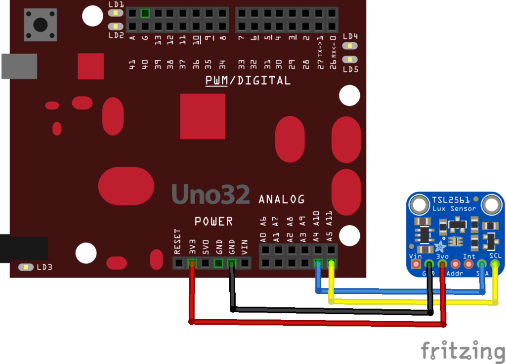 Chipkit Uno and a TSL2561 Luminosity Sensor example | PIC learning