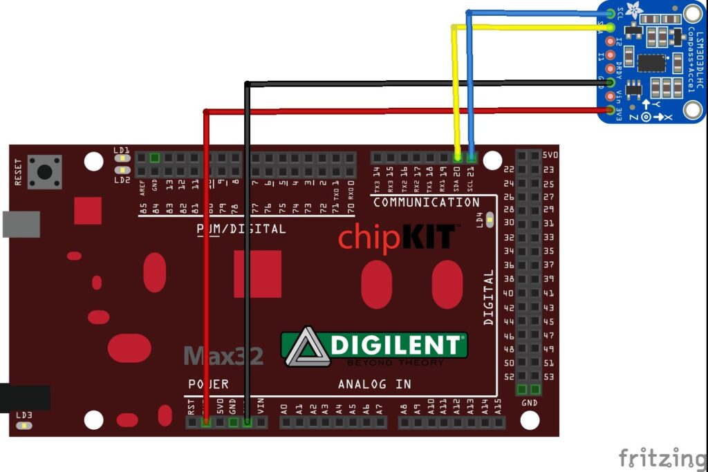 Chipkit Max32 and LSM303 Magnetometer example | PIC learning